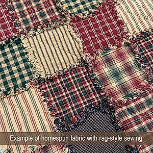 Vintage Christmas 1 Cotton Homespun Plaid Fabric by JCS - Sold by The Yard