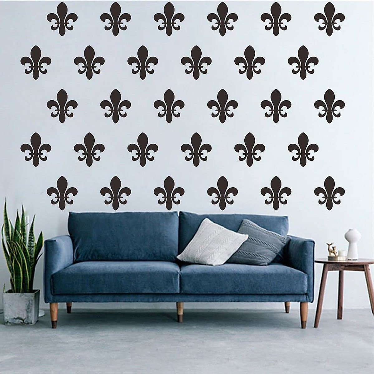 ANFRJJ French Style Flower Wall Stickers - 36 PVC Removable Decals for Bedroom Decor - Elegant Floral Art Decals - JWH195 Collection (Black) - Easy Peel and Stick Wall Decals