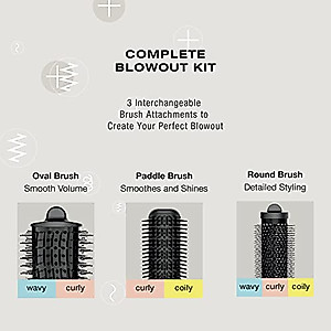 Conair The Curl Collective 3-in-1 Blowout Kit, 3 Interchangeable Brush Attachments to Create Your Perfect Blowout