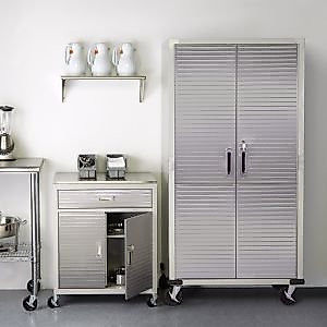 Seville Classics UltraHD Solid Steel Rolling Lockable Metal Storage Cabinet Locker Organizer w/Adjustable Shelves for Garage, Warehouse, Office, Classroom, 36" W x 18" D x 72" H, Granite Gray