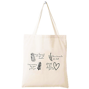 LIBIHUA Practical Magic Quote-Salt Rosemary Lavender Love-and Fall in Love Whenever You Can-Inspirational Gift for Women Sister Daughter Best Friend Cousin Coworker-Shoulder Bag Shopping Bag Tote Bag