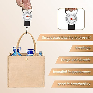 Jazpyne Burlap Tote Bags 4 Pack Jute Tote Bags with Handles and Button (13.7'' x 12.1'' x 7.6'') Reusable Shopping Bags Blank Gift Bags for Party Beach Trip Bridesmaid Wedding DIY