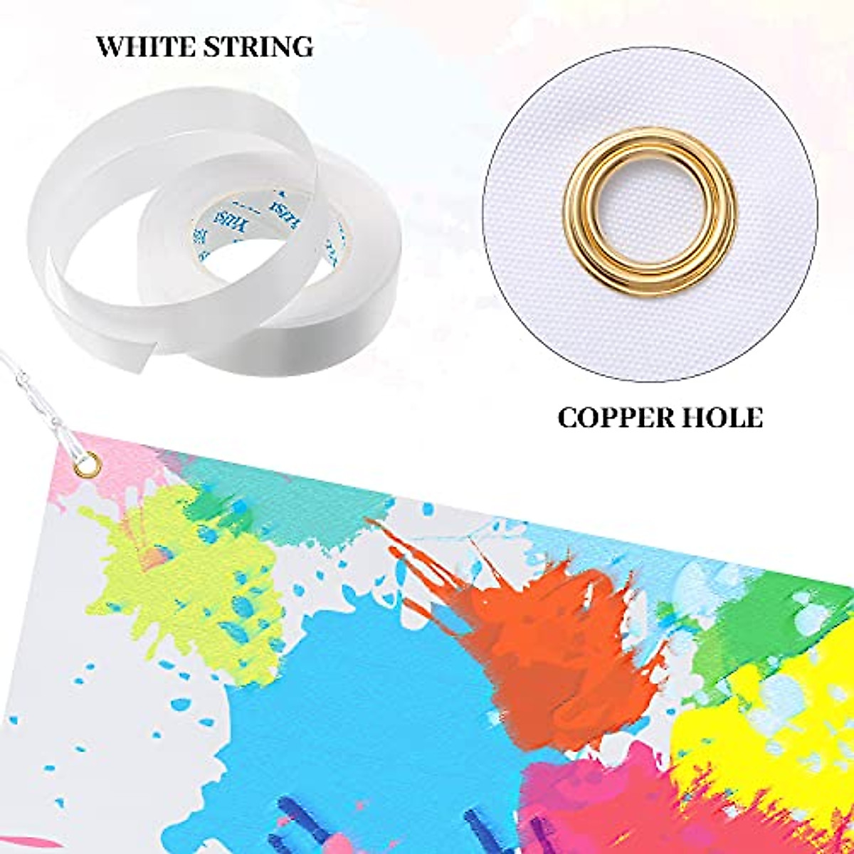 3 Pieces Blank Banners Large Signs 2 x 4 Ft 2 x 6 Ft 1.6 x 9.8 Ft Polyester Oxford Cloth Banner DIY White Blank Banner with Hanging Rope for Indoor Wall Outdoor Party Business Office, Easy Hanging