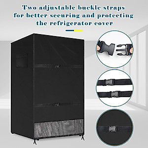 COITEK Outdoor Refrigerator Cover, Waterproof Upright Mini Upright Freezers Cover, Beverage Beer Refrigerator Protection Cover for most 3.0 Cubic Compact Mini Freezer (Black, 22''Lx23''Wx34''H)