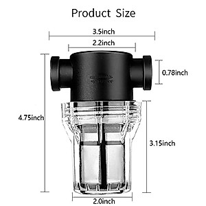 1/2" Sediment Filter Attachment Water Filter T Strainer with 80Mesh Filter Screen Plastic Inline Hose Filter Twist-On Pipe Strainer for Municipal Water,Garden Hose,RV
