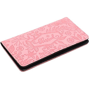 Juvale Floral Checkbook Cover for Women Card Holder Wallet for Checks & Credit Cards, RFID Blocking (Pink)