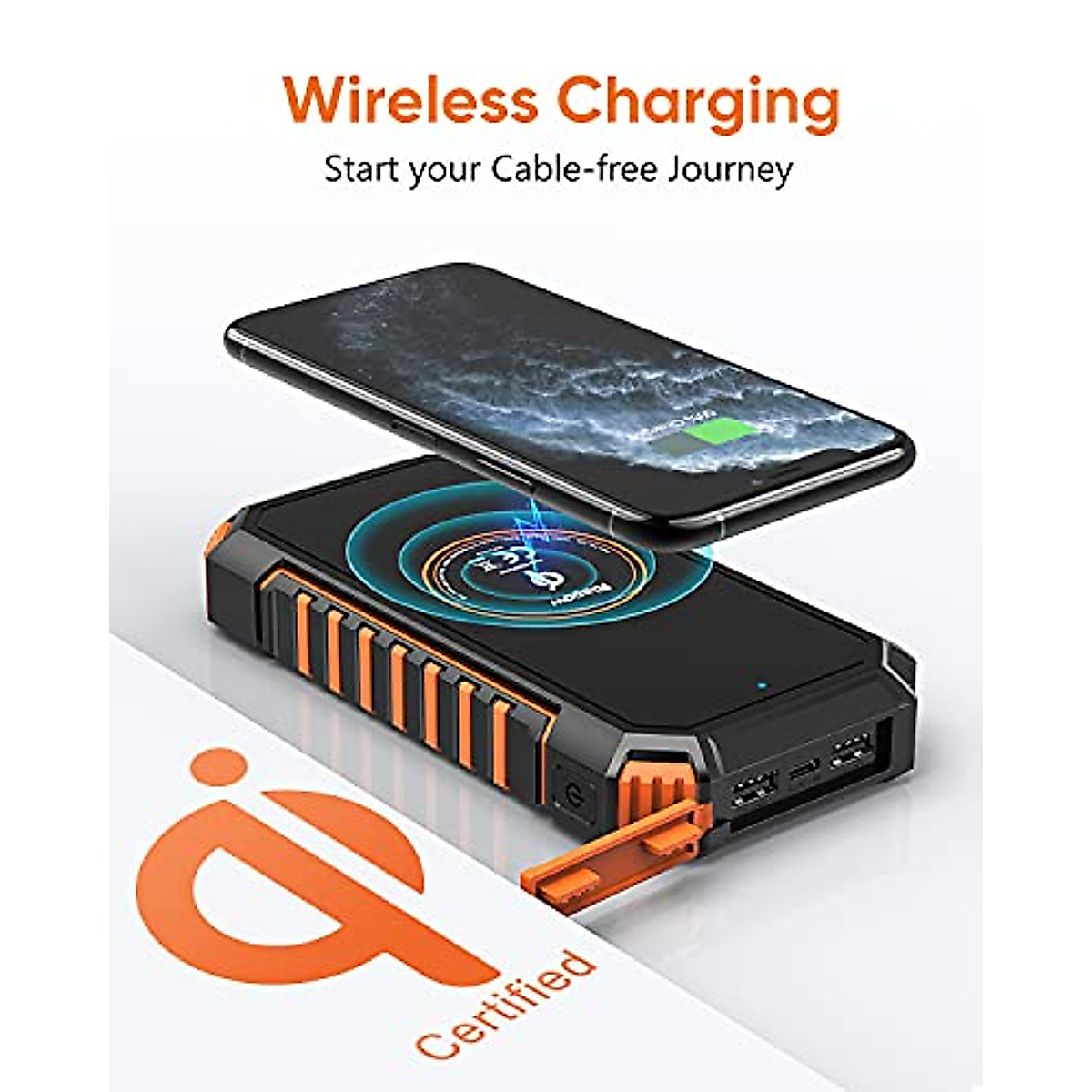 Riapow Solar Power Bank 26800mAh, Wireless Portable Charger Fast Charge 3.0A Solar Charger External Battery with 4 Outputs & Flashlight Phone Chargers for Phone, Tablet and Camping Outdoors