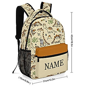 Aicihert Custom Cute Dinosaur Paw Backpack Personalized Name Text Backpack Daypacks Customized BookBags School Bag for Student Boys Girls