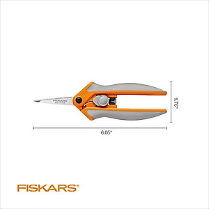 Fiskars 190500 RazorEdge Micro-Tip Easy Action Shears, 5 Inch, Orange and Gray
