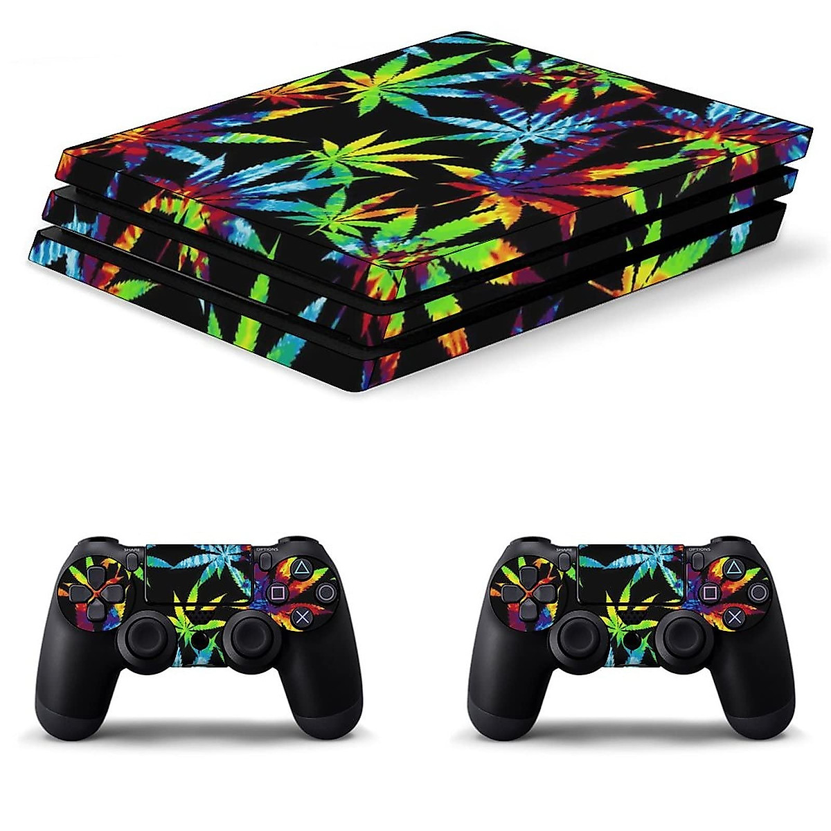 Color Weed Leaf PVC Adhesive Sticker Skin Protector Sticker for PS4 Pro/PS4 Slim Controller for PS4 Pro
