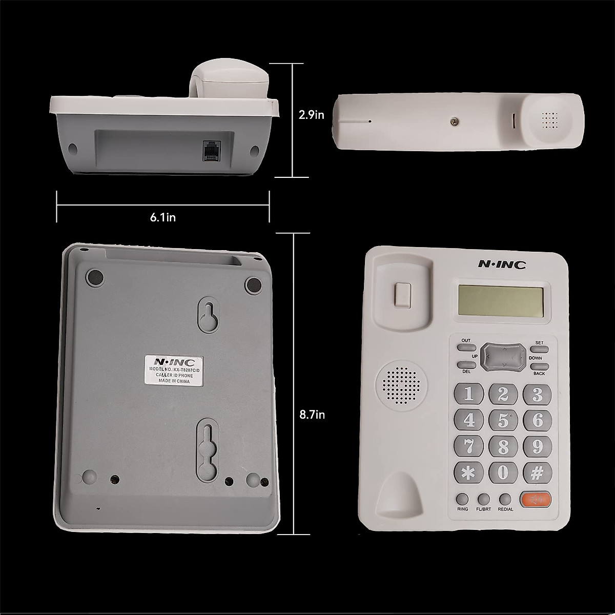 FLIGBLZ Corded Telephone Landline Telephone, Dual Interface Wired Telephone Big Button Landline Phones with Caller Identification Suitable for Office, Front Desk, Home, Hotel, Corded Landline (White)