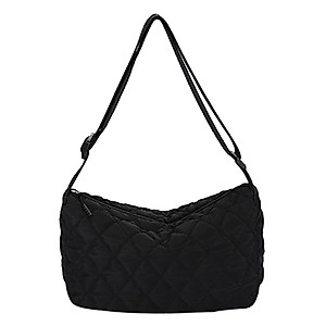 Lushandy Quilted Shoulder Bags Women Crossbody Bag Tote Handbags Fashion Nylon Solid Color Autumn Winter
