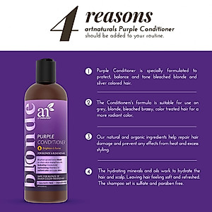 Artnaturals Purple Conditioner for Blonde Hair – (12 Fl Oz / 355ml) – Protects, Balances and Tones – Bleached, Color Treated and Silver Hair - Sulfate Free.