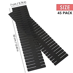 Ptanok 45 Pack Drawer Dividers, Plastic Adjustable Drawer Storage Organizer for Tidying Clutter Socks, Underwear, Makeup, Kitchen, Dresser Black