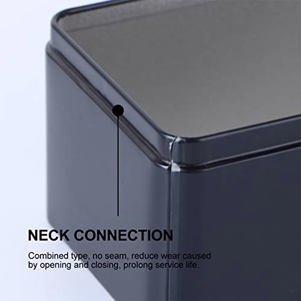 DOITOOL Metal Container Rectangular Tin Box with Lids, Portable Tea Storage for Tea, Candy, Candle, Jewelry - Black (13x8x6cm) Small Tin Box