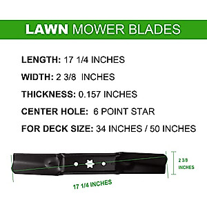 ILONPA (3) Lawn Mower Blades for Cub Cadet MTD Troy Bilt 942-05052A ZT S50 XT1 GT50 LT50 XT2 50 inch Deck