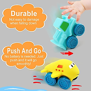 deAO Baby Truck Cars Toys with Playmat and Road Signs 11Pcs Toddler Soft Vehicle Airplane Birthday Gifts Toys for Babies Infants Toddlers 1 2 3 Year Old