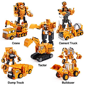 HOLYFUN 5 in 1 Transform Toys, Transform Construction Truck, Great Gift for 3 4 5 6 7 Years Old Kids, Boys and Girls