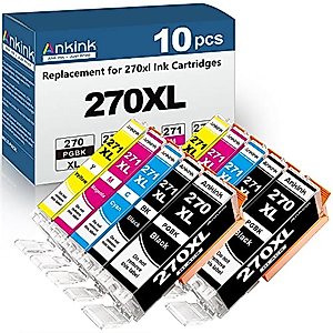 Ankink Ink Cartridge Canon PGI 270XL CLI 271XL Black Color Combo 10 Pack 270 271 XL Pixma MG5720 MG6820 MG6821 MG7720 TS5020 TS6020 TS8020 TS9020 Printers(PGI270 PGBK CLI271 Black,Cyan,Magenta,Yellow)