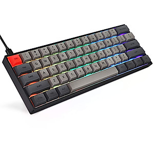 YUNZII SK61S Black Wireless 60% Keys NKRO Gateron Optical Switch RGB Backlight Programmable Mechanical Gaming Keyboard (Gateron Optical Brown, Black 61 Keys)