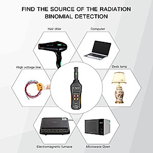 EMF Meter Reader EMF Detector,5HZ-3500MHz Digital Household Radiation Detector,3 in 1 Electromagnetic Field Meter with LCD Sound-Light Alarm