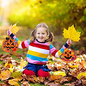 Winlyn 30 Kits Fall Halloween Pumpkin Decorations DIY Pumpkin Craft Kits Foam Pumpkin Shapes with Halloween Stickers Jack-O'-Lantern Face Stickers for Kids Gift Favors Art Project Classroom Activity