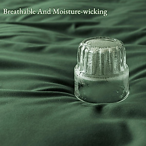 KINMEROOM Olive Green Duvet Cover Queen Size Set, 3 Pieces, 1 Soft Bedding Duvet Cover 90×90 Inches with Zipper Closure 8 Ties and 2 Pillow Shams for Queen Size Bed (Olive, Queen)