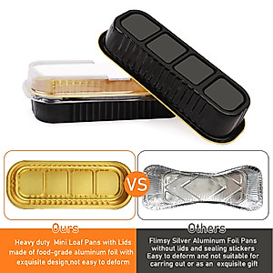 Mini Cake Pans with Lids,6.8 Oz Mini Loaf Pans with Lids Aluminum Foil Mini Loaf Baking Pans 100pcs Disposable Bread Pan Aluminum Foil Long Baking Cupcake Liners for Cake Bakery Wedding Birthday Party