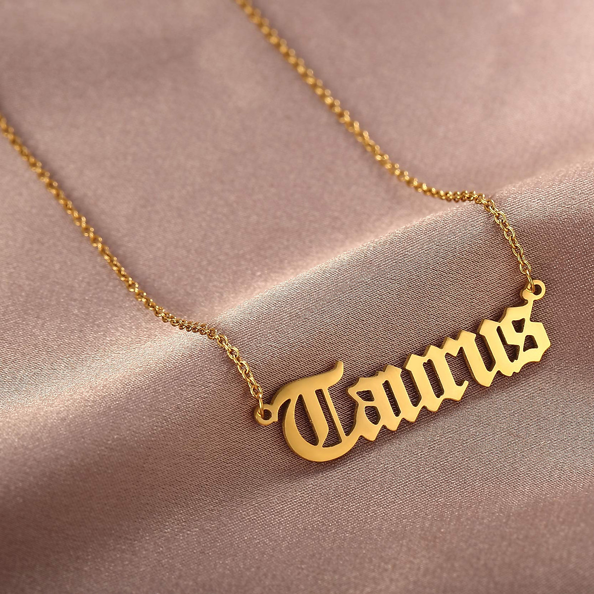 Taurus Necklace for Women Zodiac Necklace Gold Old English Letter Astrology Constellation Horoscope Sign Pendant BFF Birthday Gift