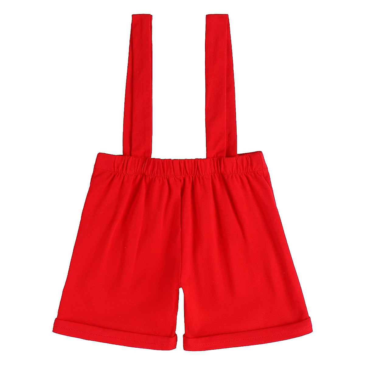 IBTOM CASTLE Gentleman First Birthday Cake Smash Photo Prop Outfits for Baby Boys Romper+Bow Tie+Overalls Bib Pants Ears Headband Halloween Baby Shower Fancy Costume Red+Balck 12-18 Months