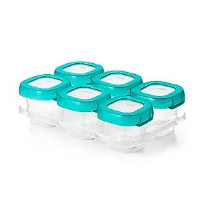 OXO Tot Baby Blocks Food Storage Containers, Teal, 2 Ounce - Set of 2