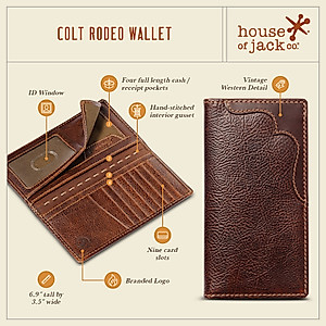 House of Jack Co. COLT Long Bifold Wallet | Rodeo Wallet | Full Grain Cowhide Leather | Long Bifold Men's Wallet | Western Wallet