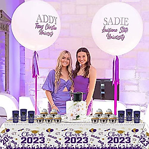 Erweicet Graduation Tablecloth 3Pcs, Graduation Party Decorations Supplies 2023 Class of 2023 Decorations Grad, We Did It Plastic Tablecloth Disposable, Purple Gold Graduation Table Cover -54"x108"