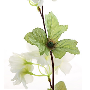 UUPP 2Pcs Artificial Cherry Blossom Flower Garland Silk Fake Hanging Flower Vines for Home Wedding Decoration 7.2FT, White