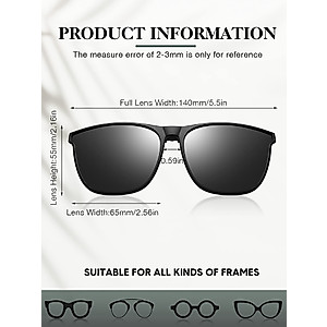 Frienda 3 Pair Oversize Polarized Clip-on Sunglasses Large Anti-glare TR90 Frame Flip up Driving Glasses for Women Men (Black Gray, Yellow)