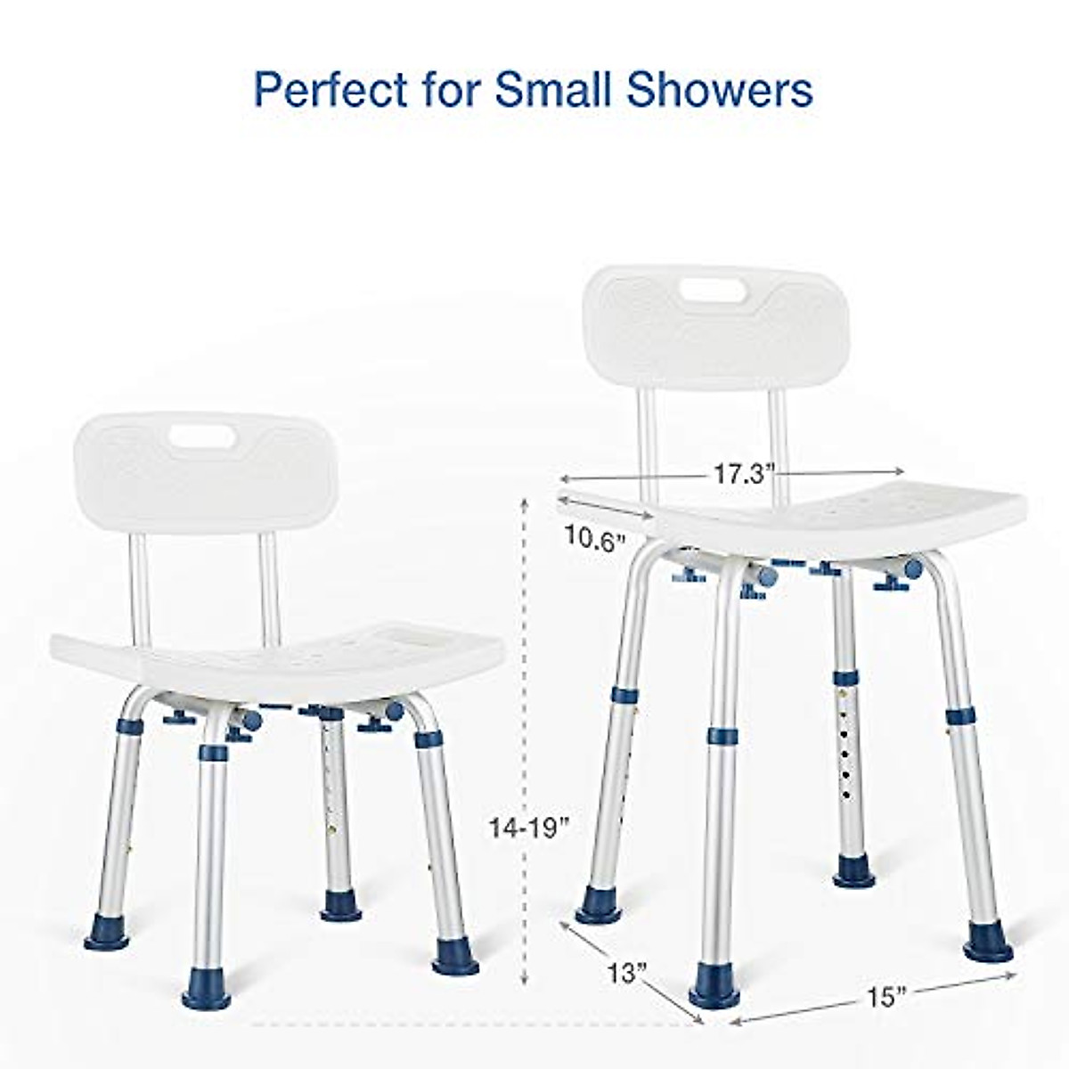 GreenChief Shower Chair with Back Removable - Small Shower Stool for Inside Shower, Narrow Bathtub Chair, Adjustable Shower Seat for Seniors, Elderly, Handicap, Disabled (300 LBS)