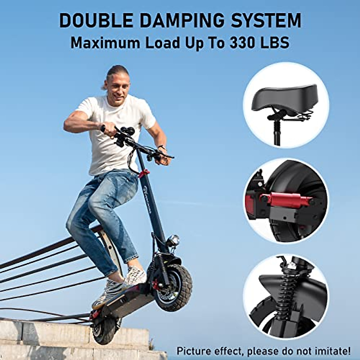 EVERCROSS Electric Scooter, Electric Scooter for Adults with 800W Motor, Up to 28MPH & 25 Miles, Scooter for Adults with Dual Braking System, Folding Electric Scooter Offroad with 10'' Solid Tires