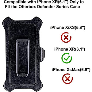 2 Pack Holster Belt Clip Replacement Compatible with OtterBox Defender Series Case for Apple iPhone XR (6.1") ONLY (Belt Clip Only, Not Including The Case)
