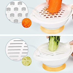 Matyz Versatile Baby Food Maker Set - Toddler Food Mills with Mash Bowl, Hand Masher, Citrus Juicer, Grater - Making Homemade Baby Food - Fruits and Vegetables Masher - BPA Free (Yellow)