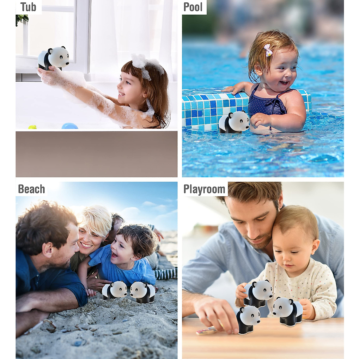 DolliBu Panda Bath Buddy Squirter – Floating Panda Bear Rubber Bath Toy, Fun Water Squirting Bathtime Play for Toddlers Cute & Soft Wild Life Animal Toy for Bathtub, Beach and Pool for Girls and Boys