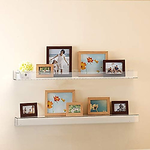 MaxGear Acrylic Floating Bookshelves, 36 Inch (2 Pack) Invisible Acrylic Floating Wall Ledge Shelf Wall Mounted Nursery Kids Bookshelf, Clear Storage Shelves Display Organizer for Bedroom, Kids Room