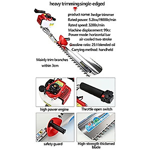 Cordless Hedge Trimmer, Lightweight Garden Handheld Hedge Cutter with Manganese Steel Blade and All Aluminum Alloy Gearbox, Home Commercial Use Bush Trimmer for Bush Lawn and Garden(Size:Single edge 3