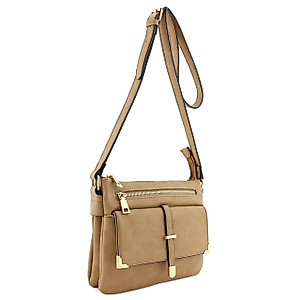 Isabelle Flap Pocket Crossbody Bag Taupe