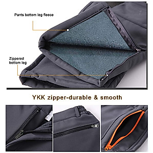 Gash Hao Mens Snow Ski Waterproof Softshell Snowboard Pants Outdoor Hiking Fleece Lined Zipper Bottom Leg (180Grey, 32W x 34L)