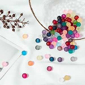 PH PandaHall 1400pcs 24 Color Frosted Glass Beads for Jewelry Making, 6mm Candy Color Frosty Beads Matte Loose Spacer Beads for Friendship Bracelets Necklace Earring Jewelry Making