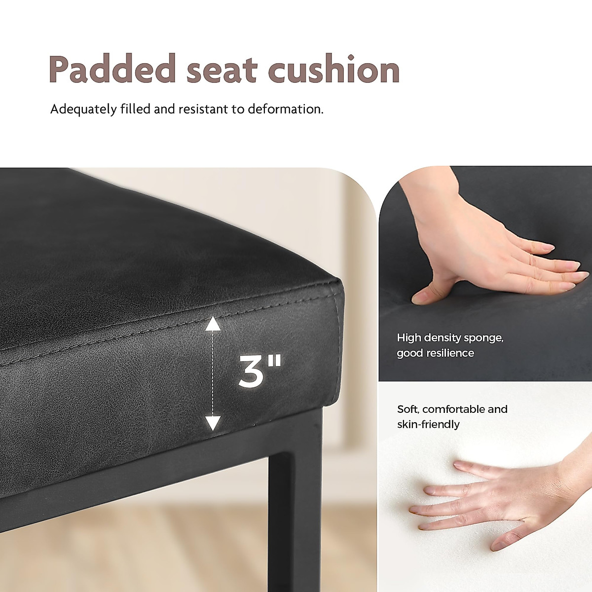 ALPHA HOME Counter Height Bar Stools, 24” Kitchen Counter Stools Set of 1, Pu Leather Kitchen Modern Bar Chairs with Back&Footrest, Sturdy Chromed Metal Steel Frame, Black