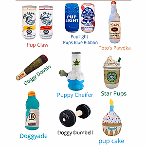 Nestpark Chill Pup Funny Dog Toy - Parody Plush Squeaky Crinkle Dog Toy