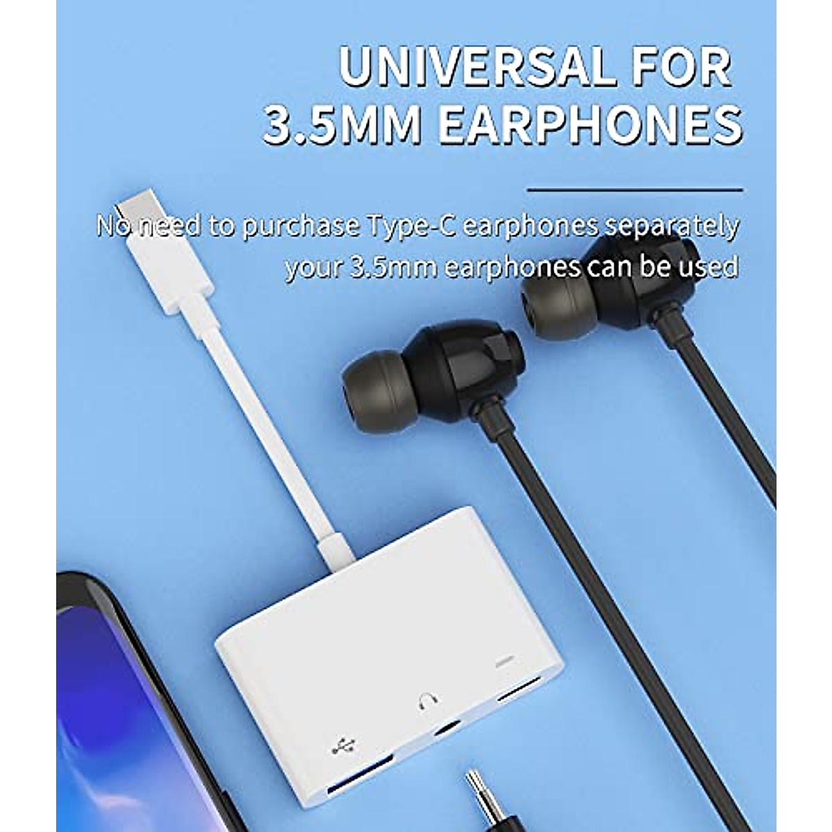 USB C to 3.5mm Headphone and Charger OTG Adapter TypeJack AUX dongle Audio Splitter for Samsung Galaxy LG Power Charging Thunderbolt 3.0 for MacBook Pro/Air4 2020 for ipad Camera Connector Converter