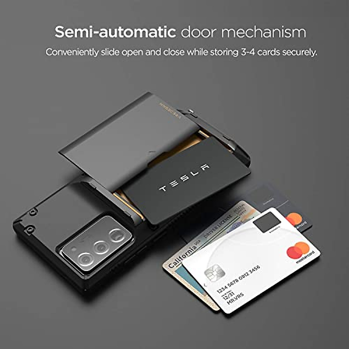 VRS DESIGN Damda Glide Pro for Galaxy Note 20 Ultra, with [4 Cards] [Semi Auto] Premium Sturdy Credit Card Slot Wallet for Samsung Galaxy Note 20 Ultra 5G Case 6.9 inch(2020) Black