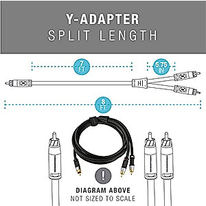 Mediabridge™ Ultra Series RCA Y-Adapter (8 Feet) - 1-Male to 2-Male for Digital Audio or Subwoofer - Dual Shielded with RCA to RCA Gold-Plated Connectors - Black - (Part# CYA-1M2M-8B)